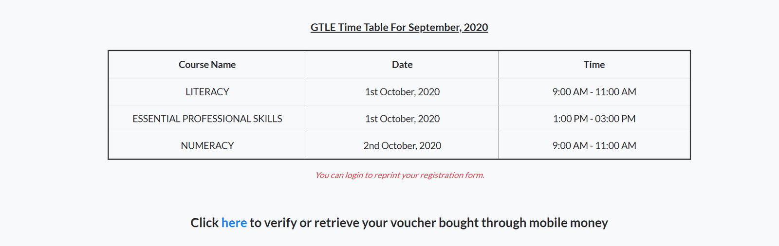 Ghana Teacher Licensure Examination (GTLE) Timetable For October, 2020