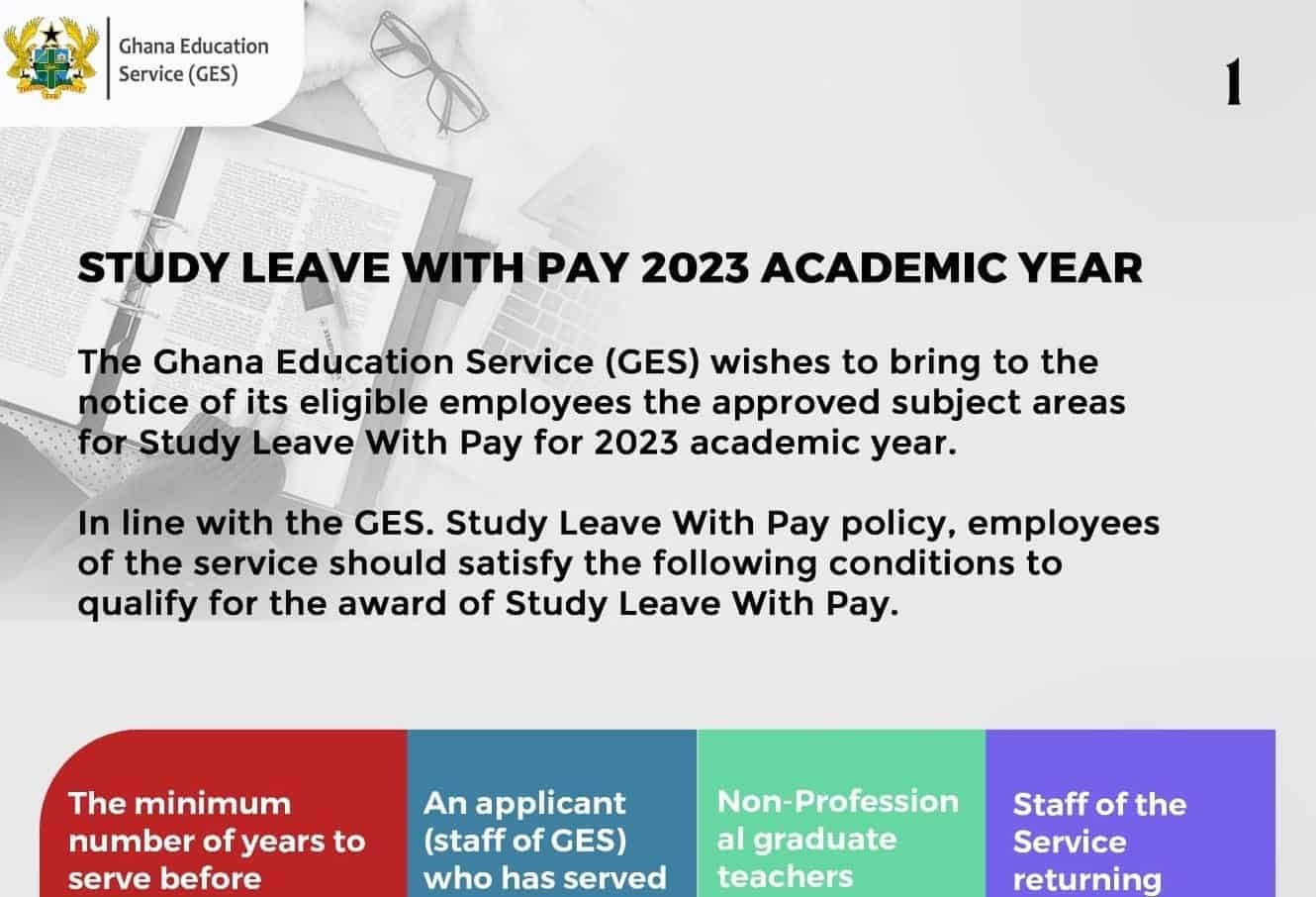 GES List Of Approved SubJects To Attract Study Leave With Pay For 2023