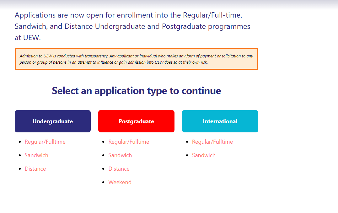 Update On UEW Admission For WASSCE 2024 Candidates
